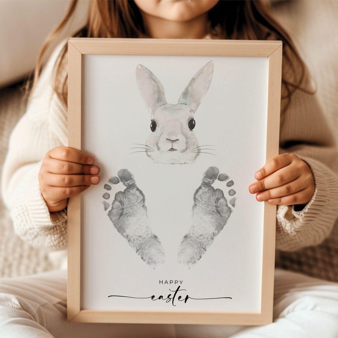 Easter Footprint Template, Bunny Footprint Art Print Kids, Toddler ...