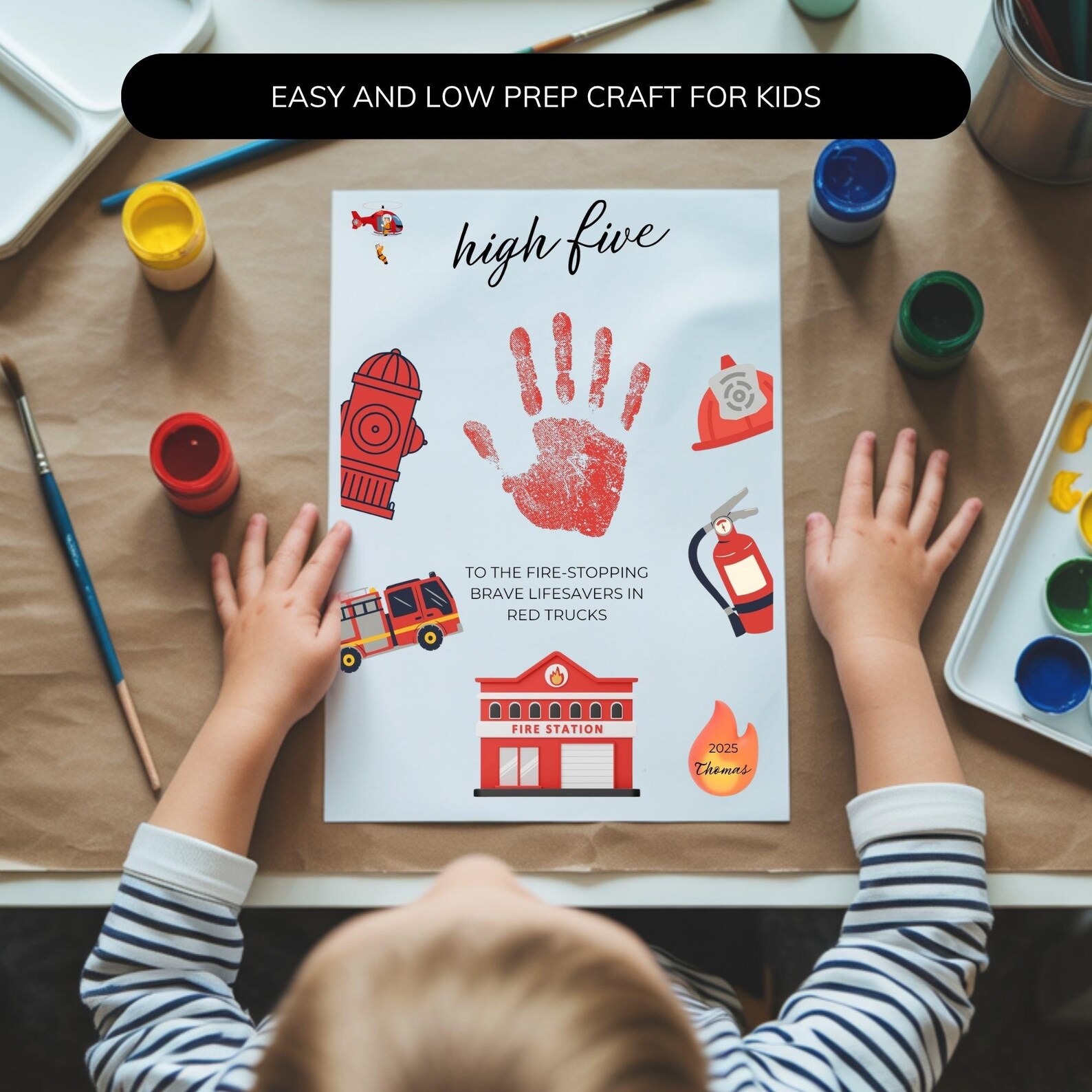 Firefighter Handprint Craft Preschool Fire Safety Week, Community ...