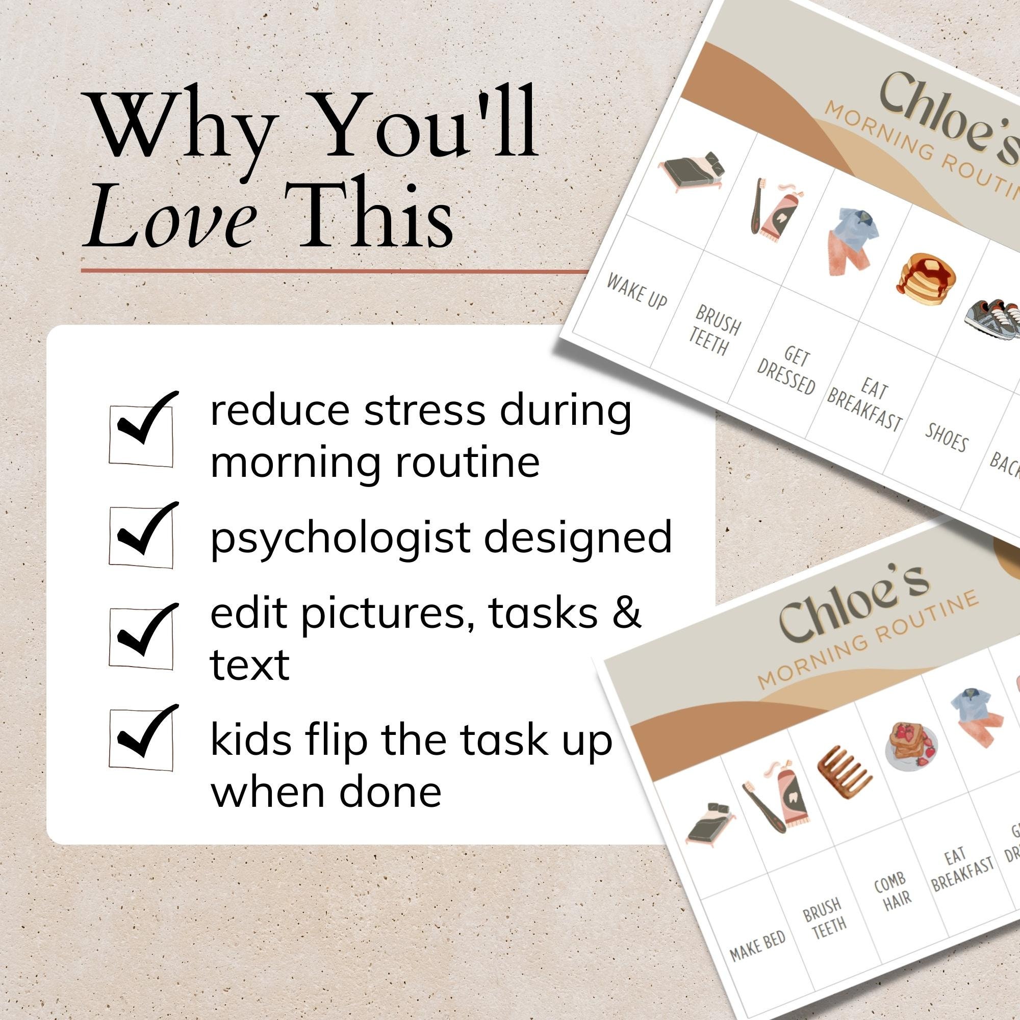 Boho Morning Routine Flip Chart for Toddler, Editable Visual Schedule ...