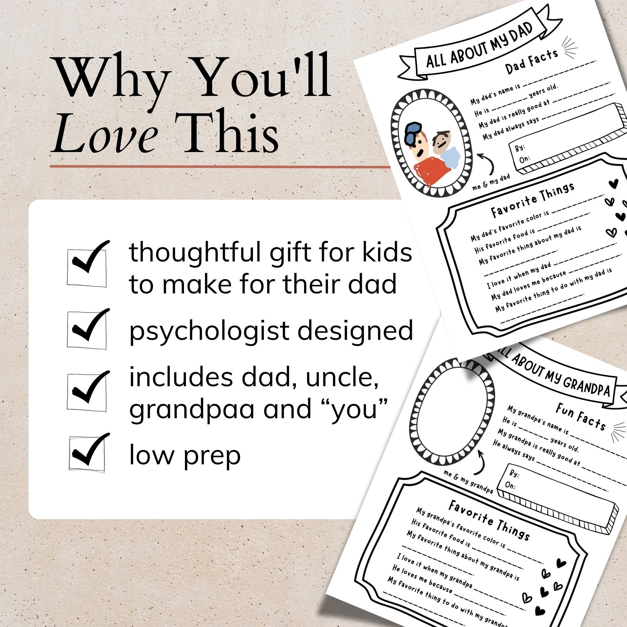 All About My Dad Questionnaire Printable, Unique Fathers Day Gift From ...