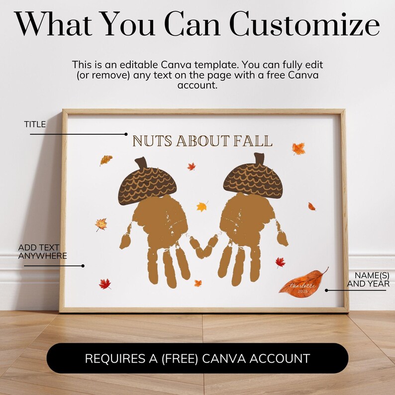 Acorn Handprint Craft for Kid Printable, Editable Nut About Fall Hand ...