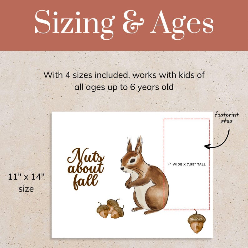 Nuts About Fall Footprint Art for Toddler, Baby Foot Print Keepsake ...