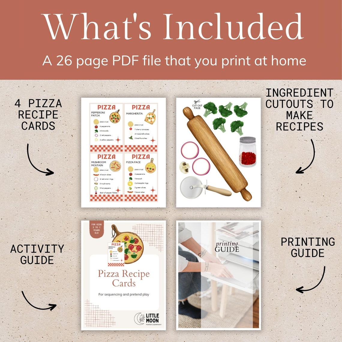 Build a Pizza Visual Recipe Card for Kid, Pizza Activity Dramatic Play ...