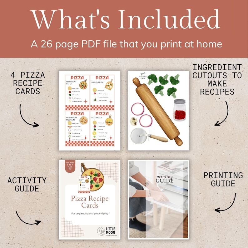 Build a Pizza Visual Recipe Card for Kid, Pizza Activity Dramatic Play ...