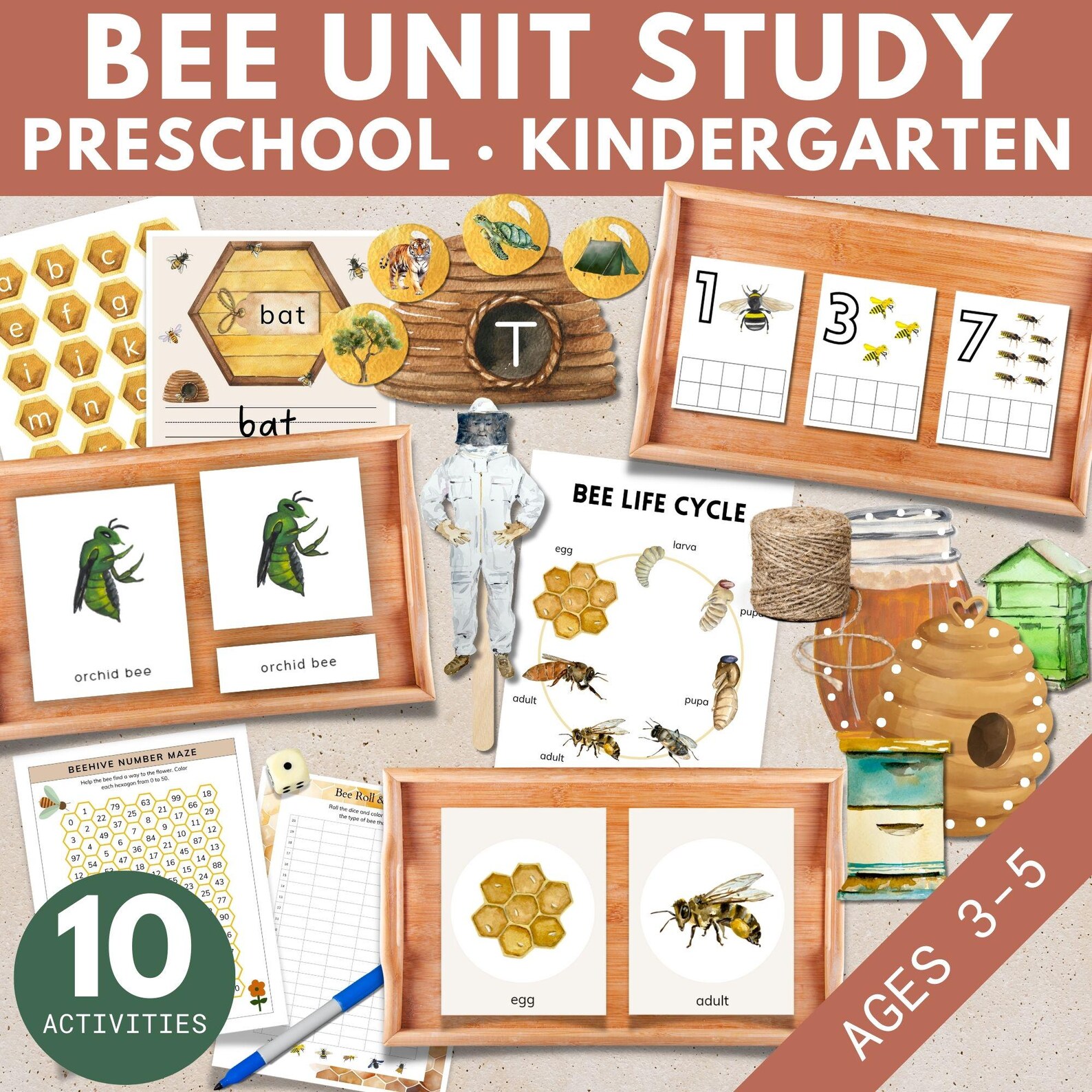 Bee Unit Study Preschool Learning Bundle, 4 Year Old Learning ...