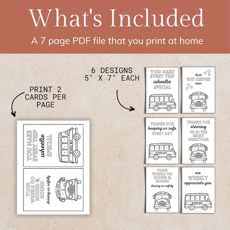 School Bus Driver Appreciation Card, Kids Thank You Notes Printable ...