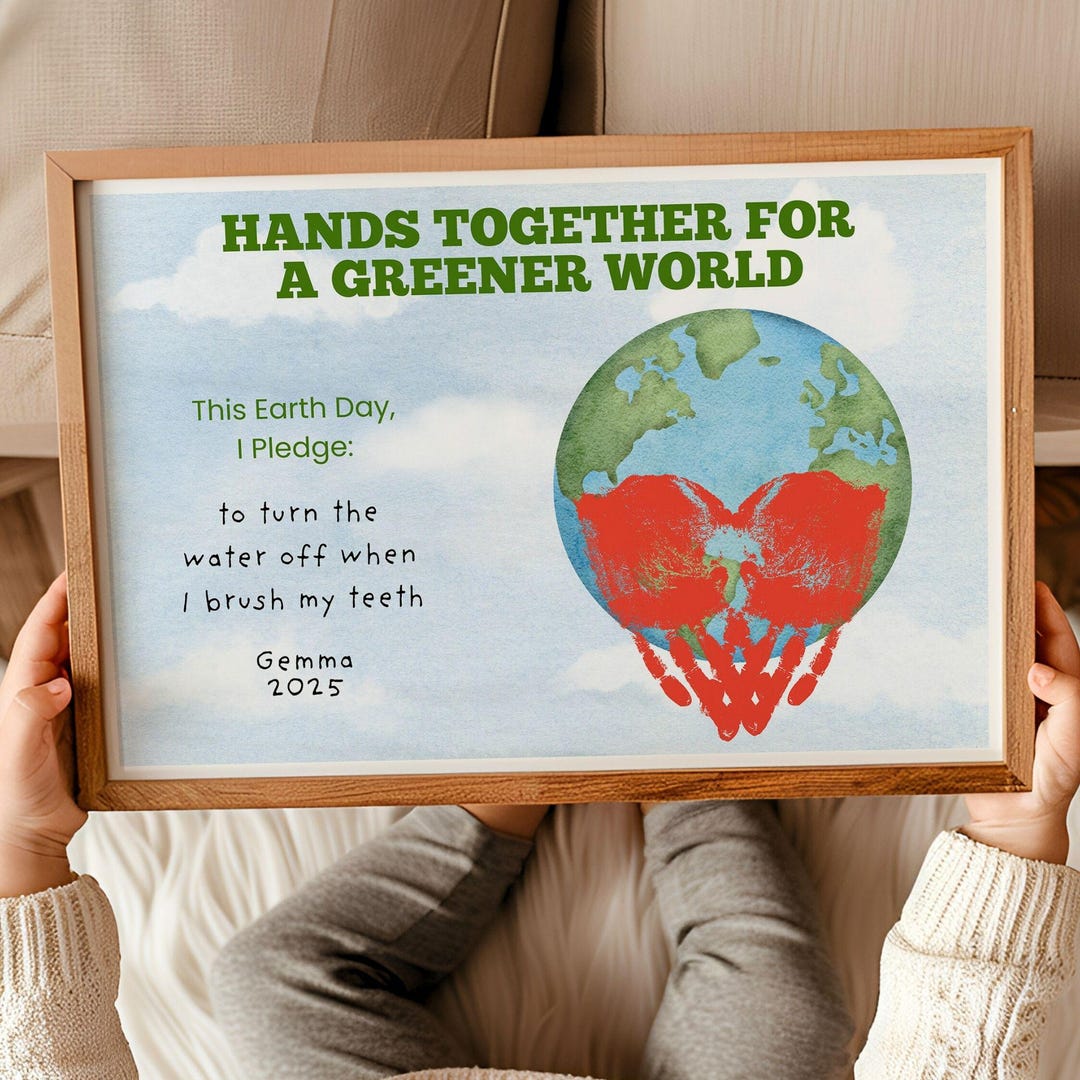 Earth Day Handprint Art Template Printable, Sustainability Craft for ...