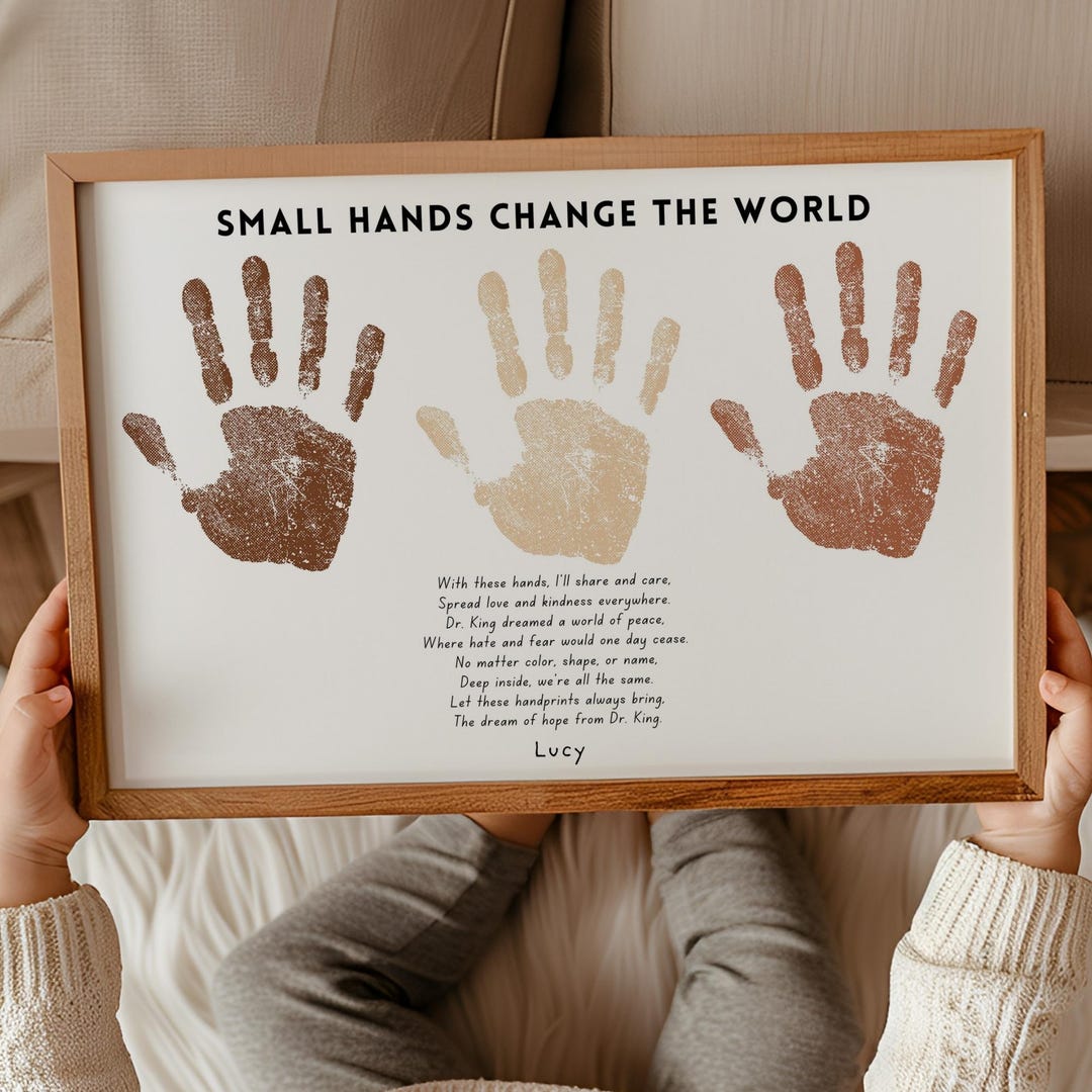 MLK Day Handprint Craft Template, Small Hands Change the World Hand ...