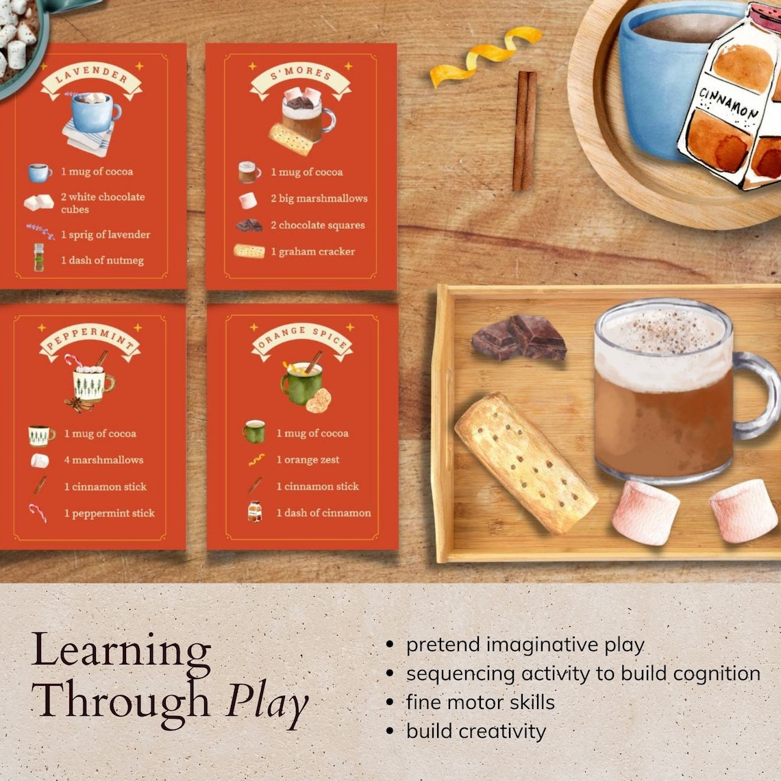 Hot Cocoa Recipe Cards Printable, Hot Chocolate Dramatic Pretend Play ...