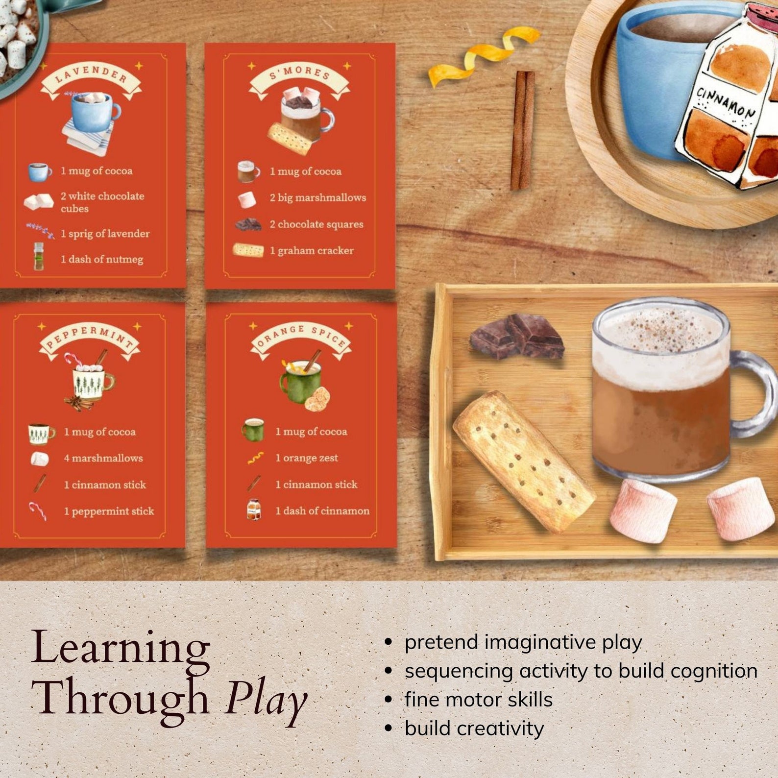 Hot Cocoa Recipe Cards Printable, Hot Chocolate Dramatic Pretend Play ...