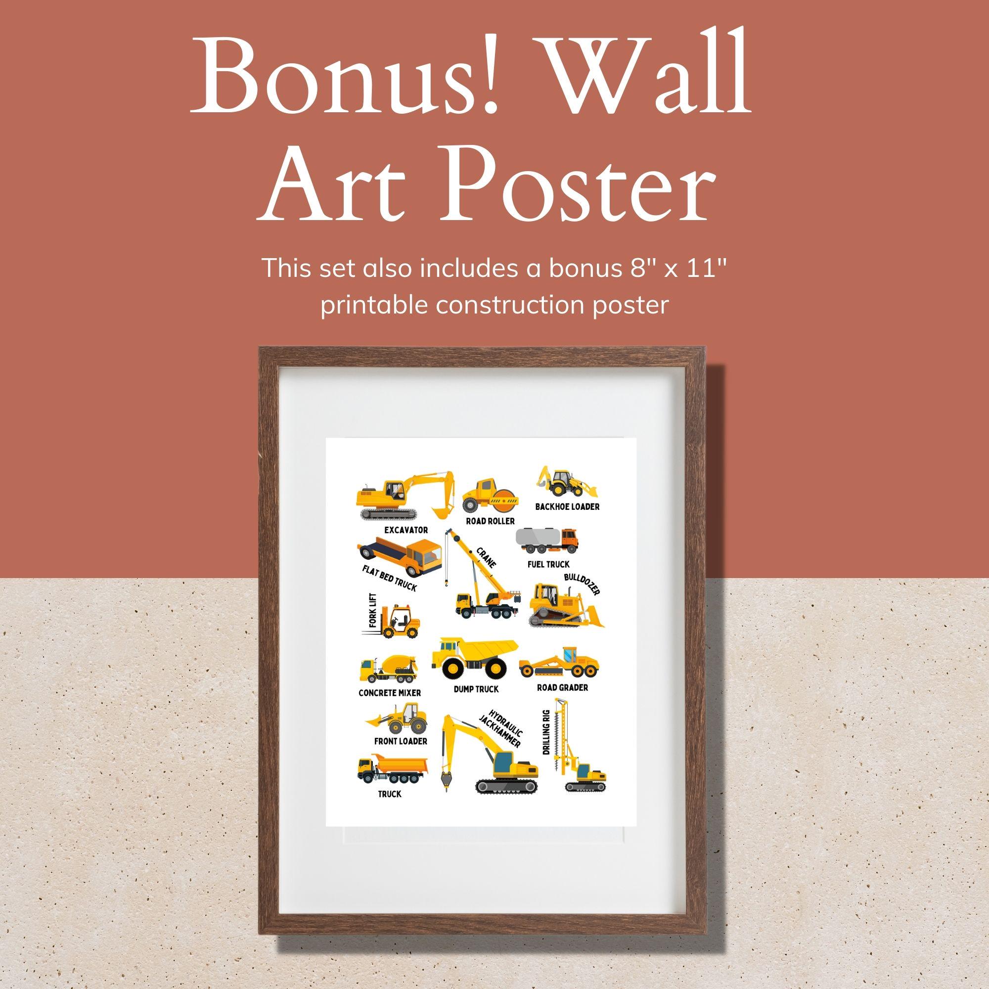 Construction Vehicle Flashcard Printable, Montessori 3 Part Cards for ...