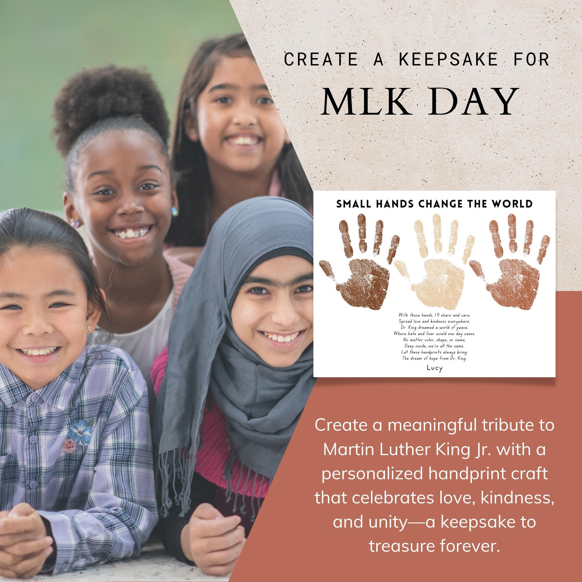 MLK Day Handprint Craft Template, Small Hands Change the World Hand ...