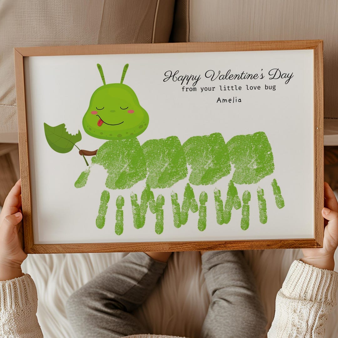 Love Bug Handprint Art Toddler, Caterpillar Valentine Handprint Craft ...