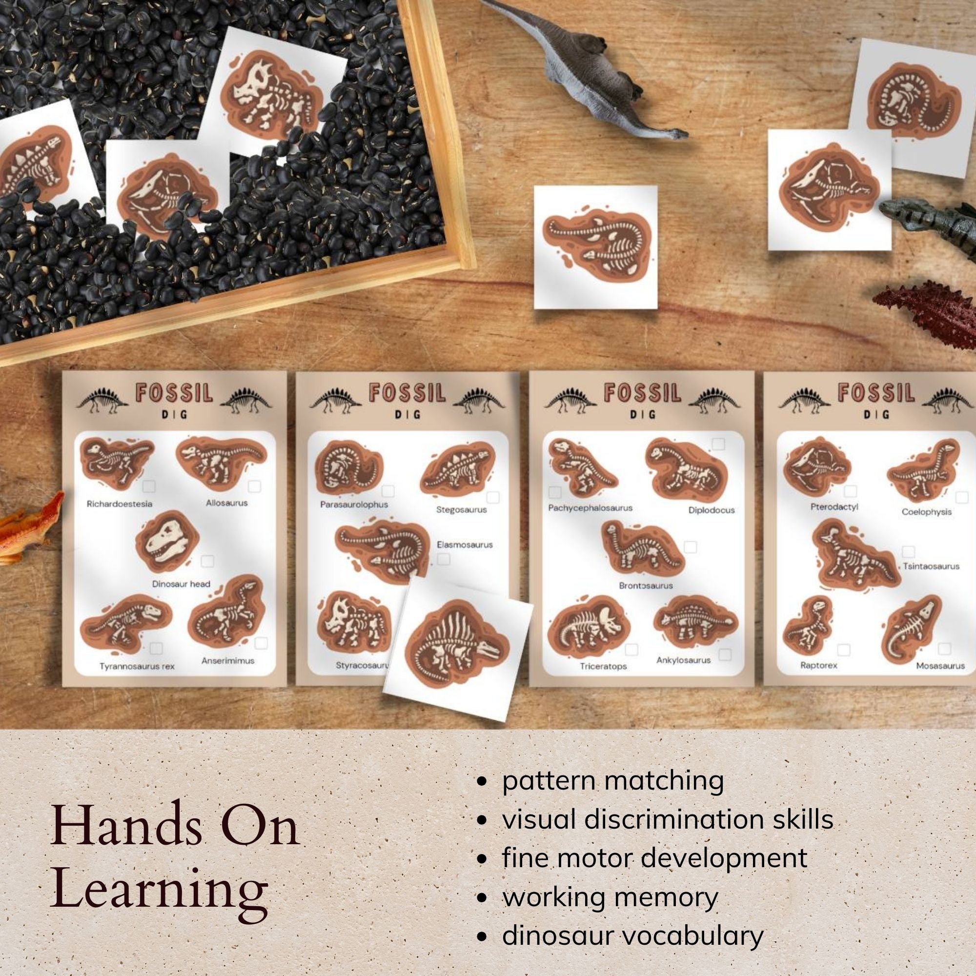 Dinosaur Scavenger Hunt for Kid Indoor, Preschool Sensory Bin Printable ...