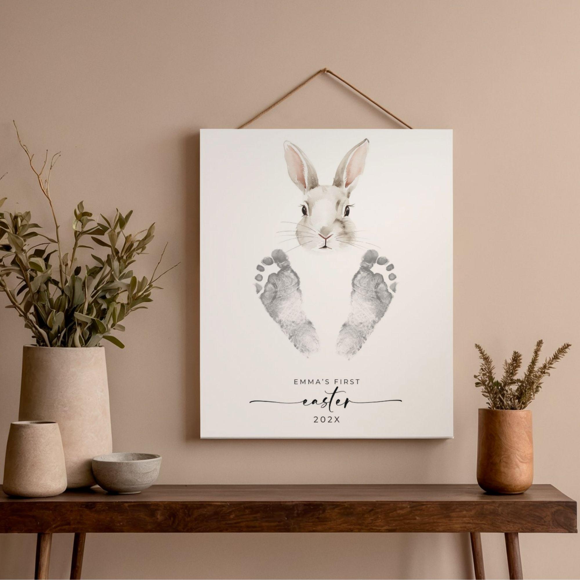 Editable Babys First Easter Footprint Craft Printable, Watercolor ...