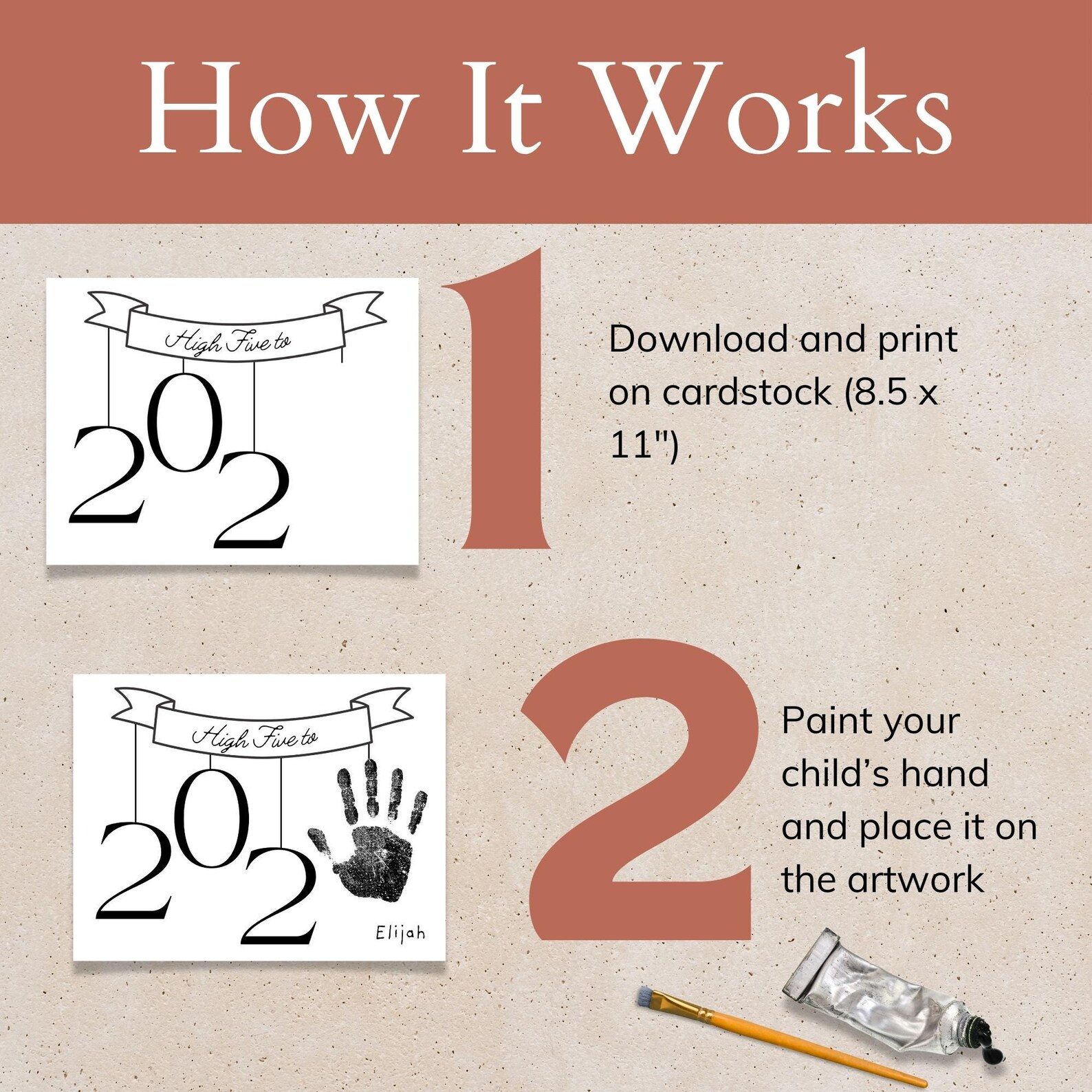 New Years Handprint Art Printable for Preschool, 2025 Handprint Craft ...