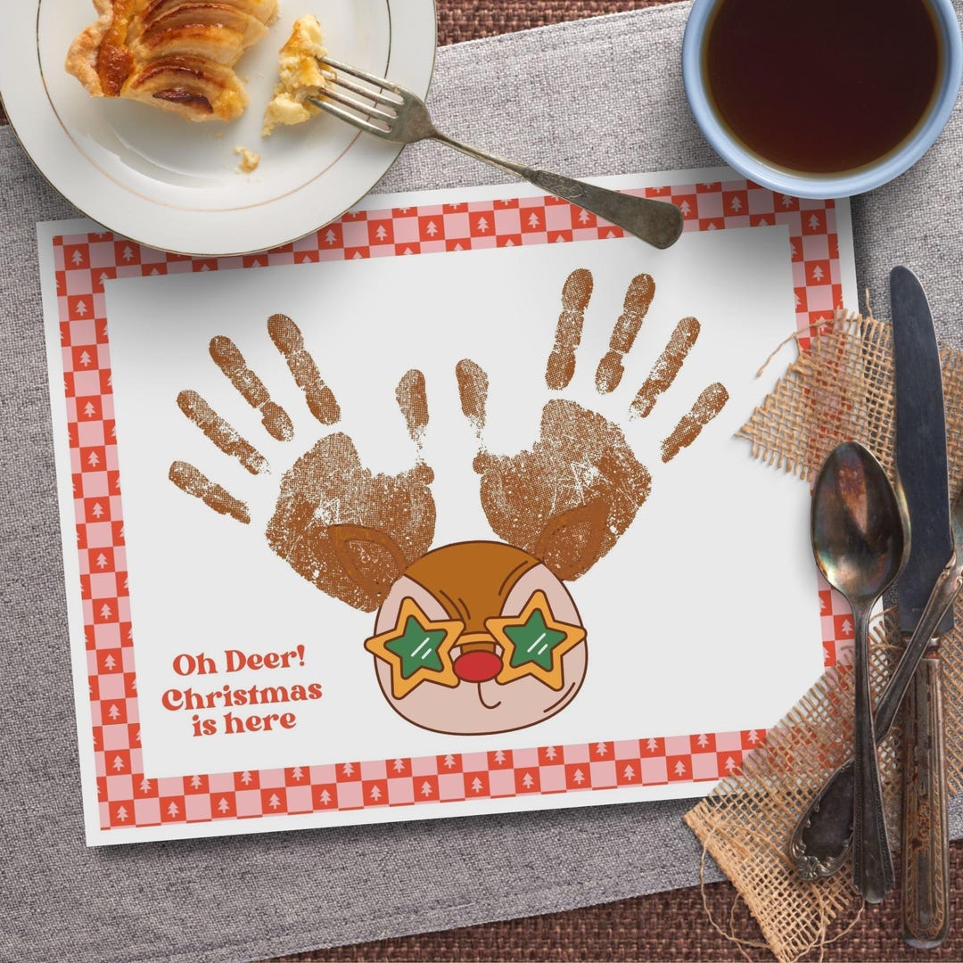 Reindeer Handprint Sign Craft Preschool, Christmas Handprint Placemat ...