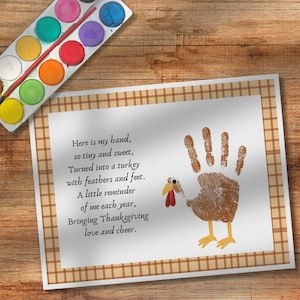 Thanksgiving Handprint Placemat Printable, Turkey Handprint Poem, Fall ...