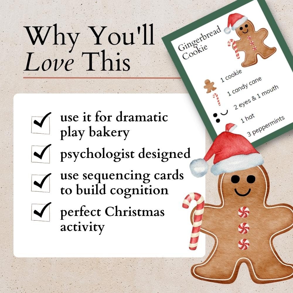 Gingerbread Dramatic Play Bakery Printable, Cookie Recipe Cards for ...