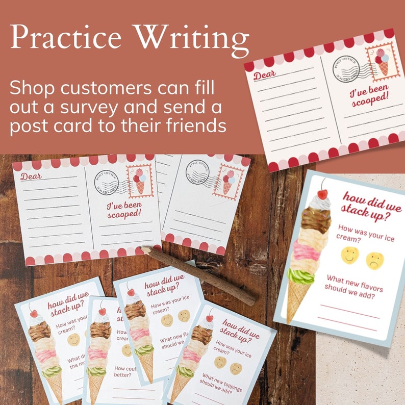 Ice Cream Shop Dramatic Play Printable, Restaurant Pretend Play Gift ...