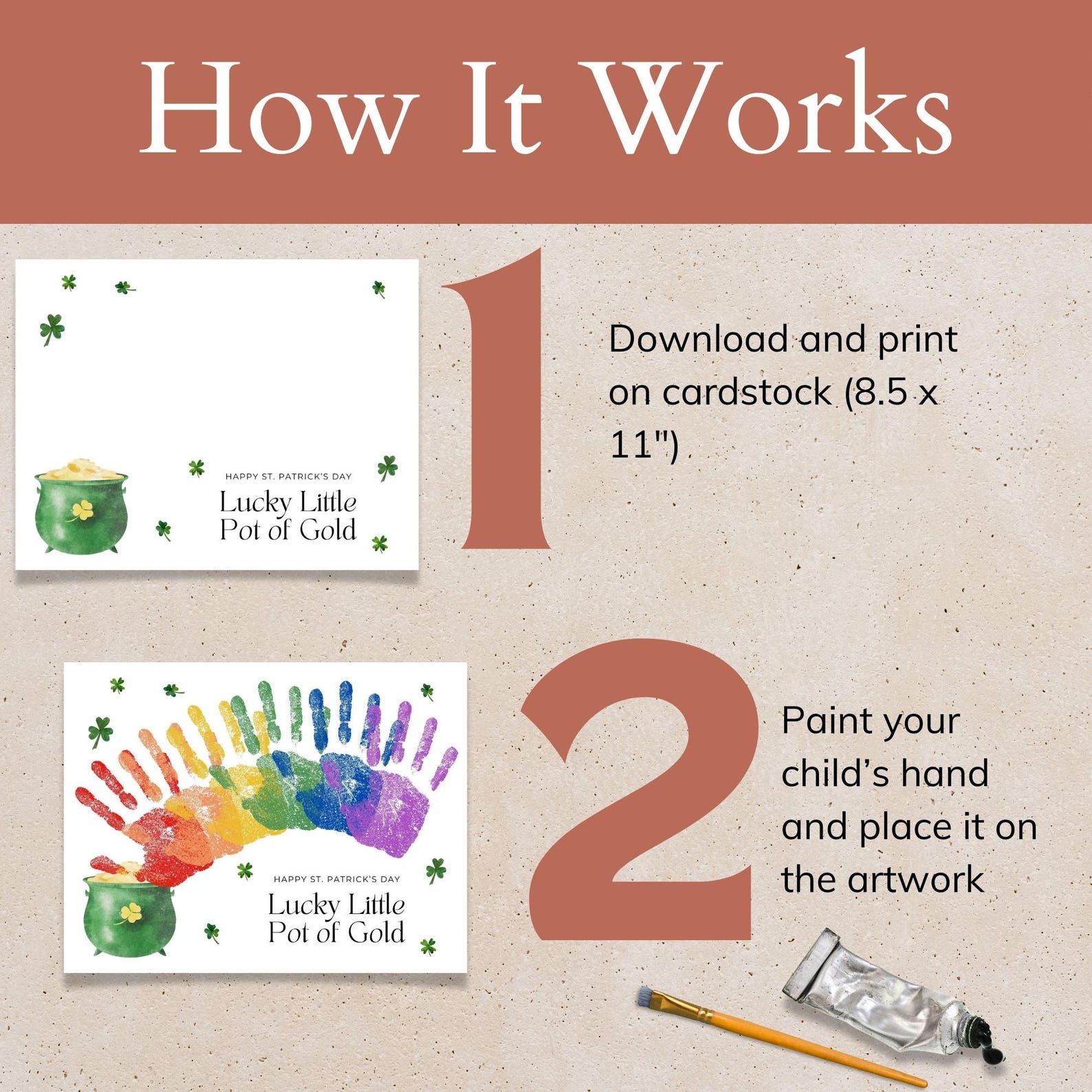 Pot of Gold Rainbow Handprint Art Printable, St Patricks Day Hand Print ...