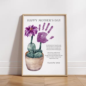Mothers Day Handprint Poem, Cactus Mothers Day Craft, Mom Flower Hand ...