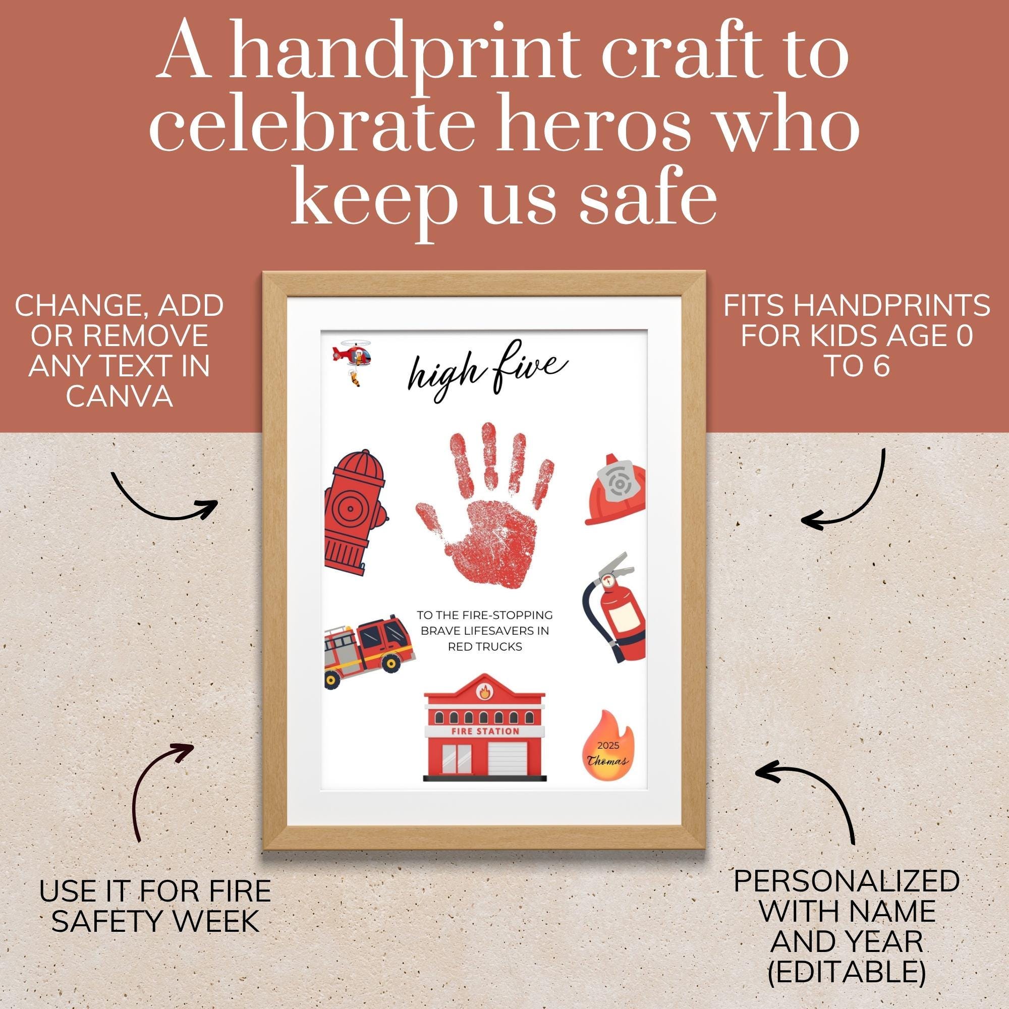 Firefighter Handprint Craft Preschool Fire Safety Week, Community ...
