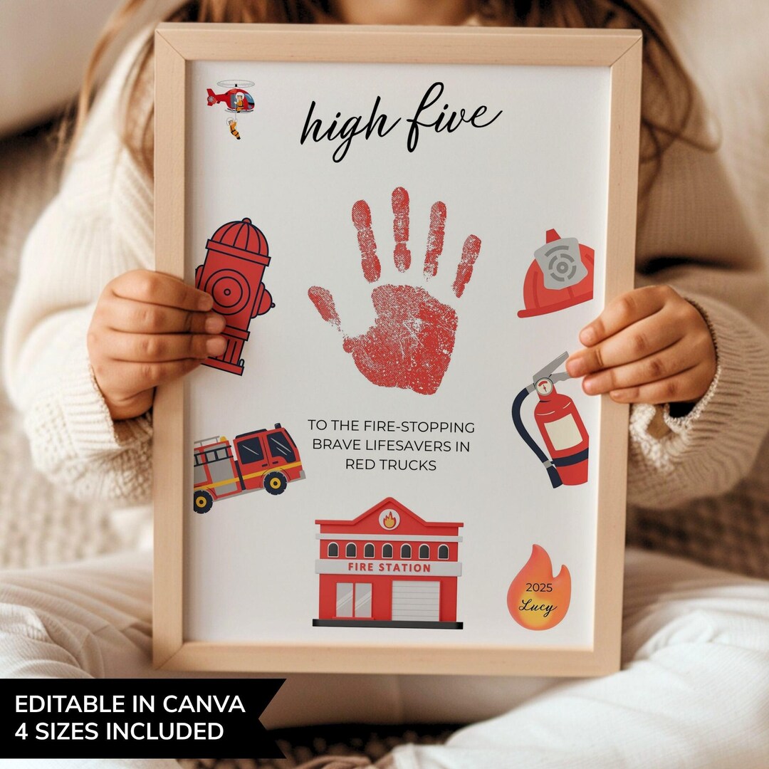 Firefighter Handprint Craft Preschool Fire Safety Week, Community ...