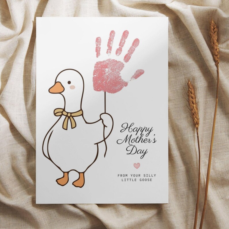 Silly Goose Handprint Art, Sunday School Mothers Day Craft Printable ...