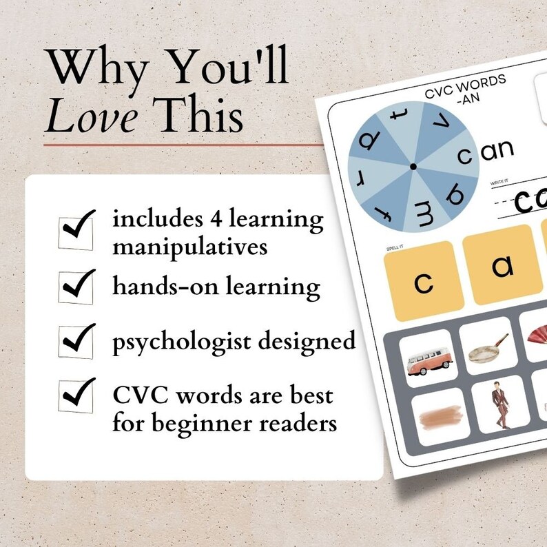 CVC Words Worksheet Digital Download, Rhyming Words Kindergarten ...