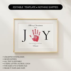 Joy Christmas Handprint Craft Preschool, Editable Toddler Hand Print ...