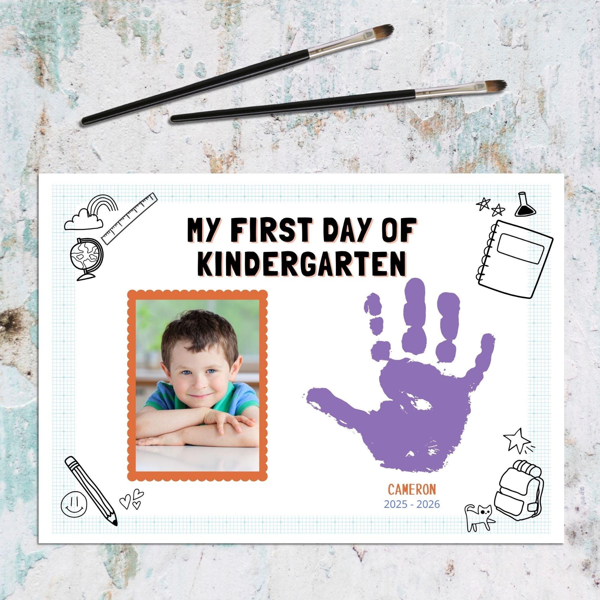 First Day of Preschool Handprint Editable, Back to School Photo Frame ...
