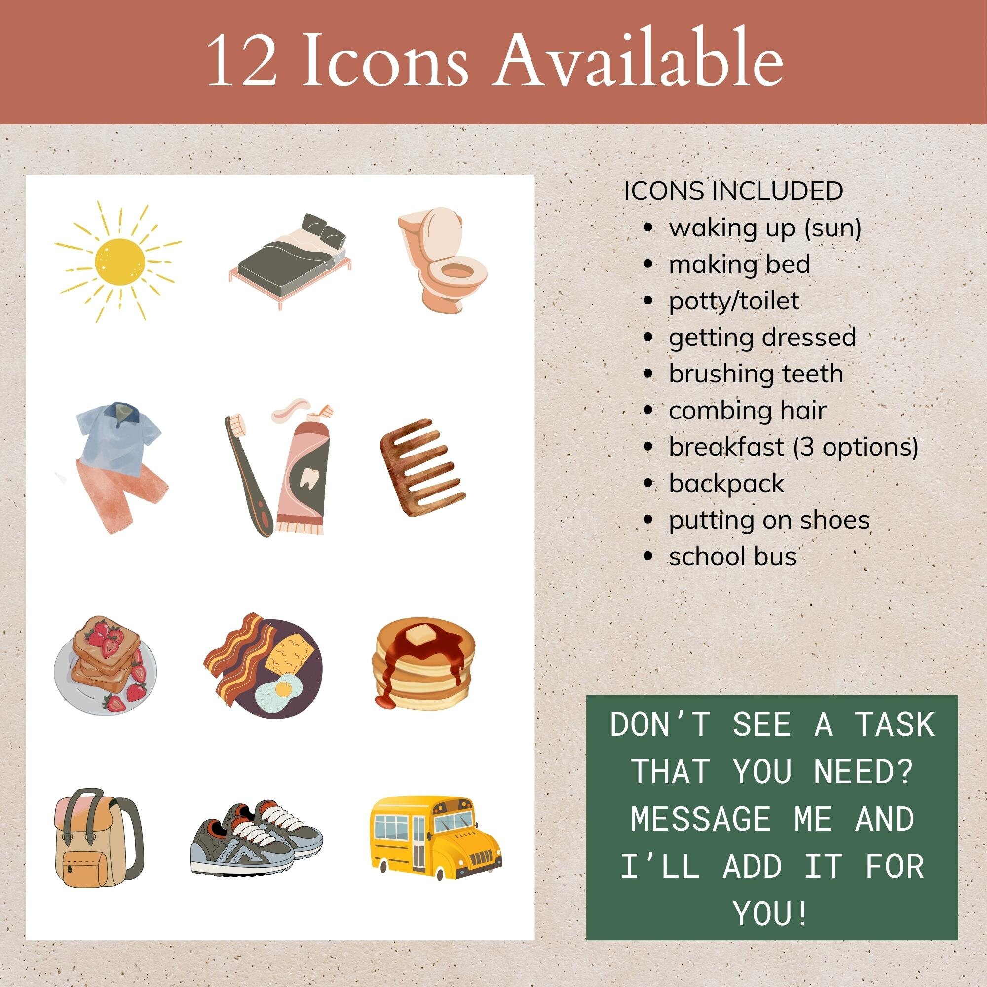 Boho Morning Routine Flip Chart for Toddler, Editable Visual Schedule ...