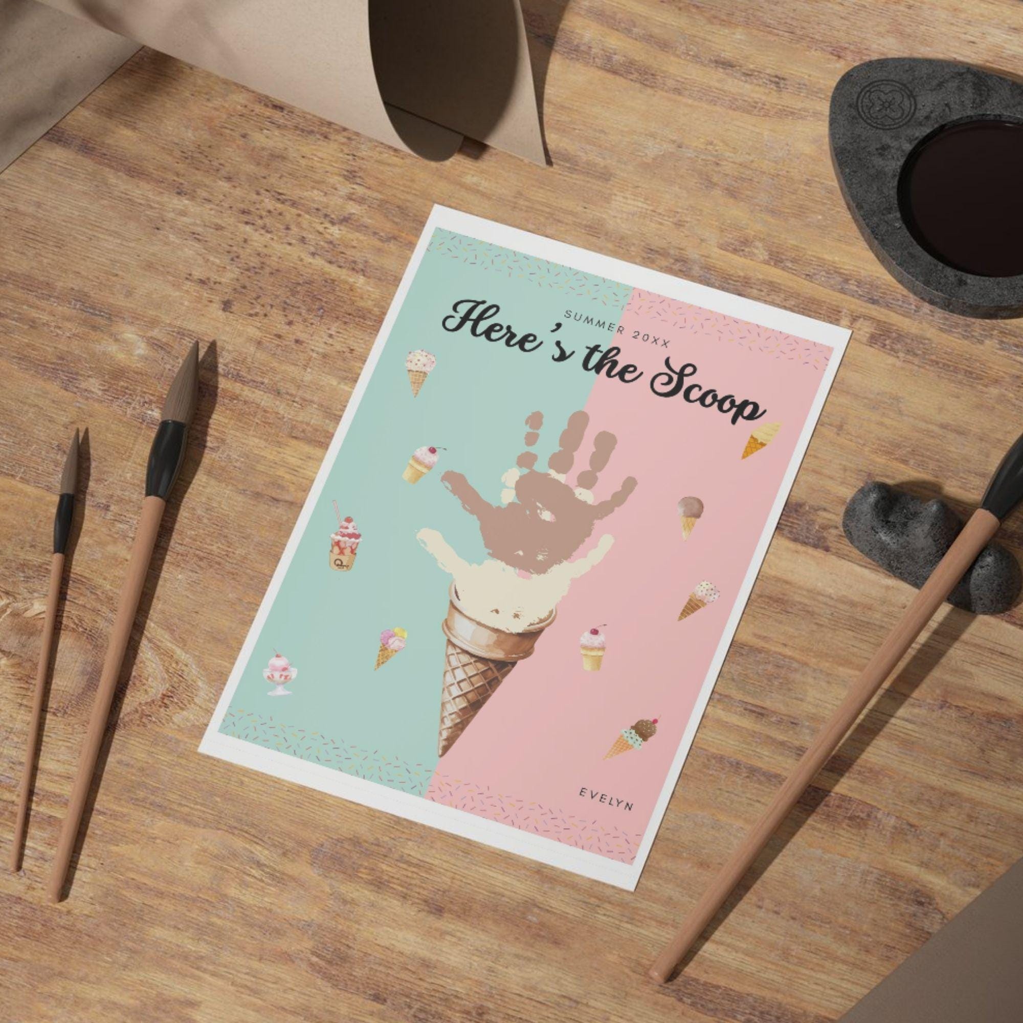 Ice Cream Handprint Art Printable, Editable Summer Hand Print Craft ...