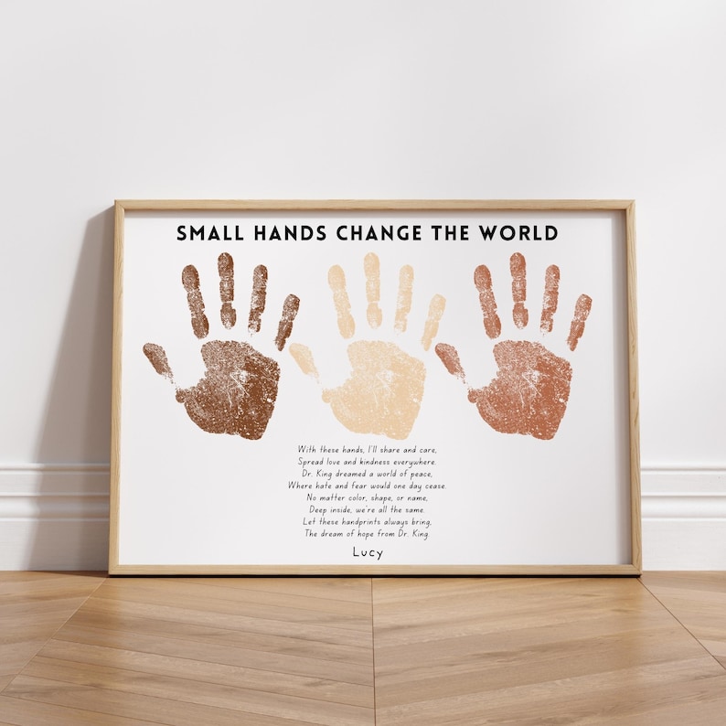 MLK Day Handprint Craft Template, Small Hands Change the World Hand ...