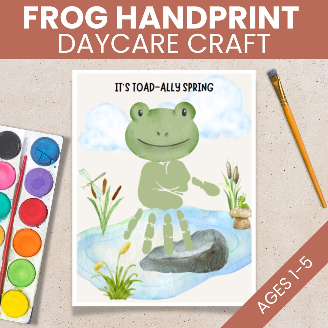 Spring Handprint Craft Template Printable, Frog Craft Preschool Teacher ...