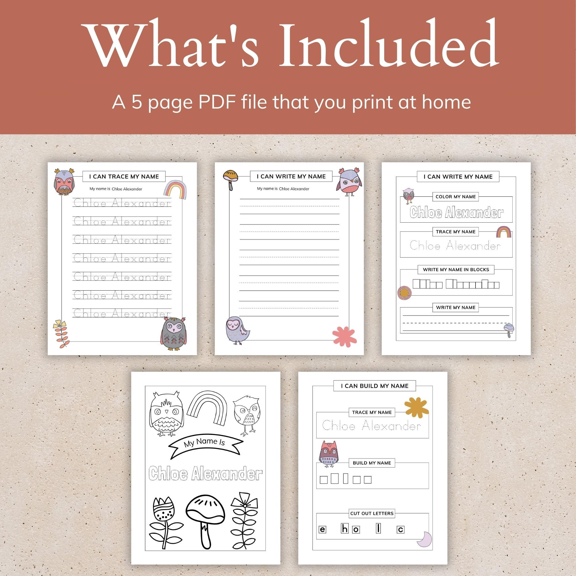 Editable Name Tracing Sheet Owl Printable, Handwriting Practice for Kid ...