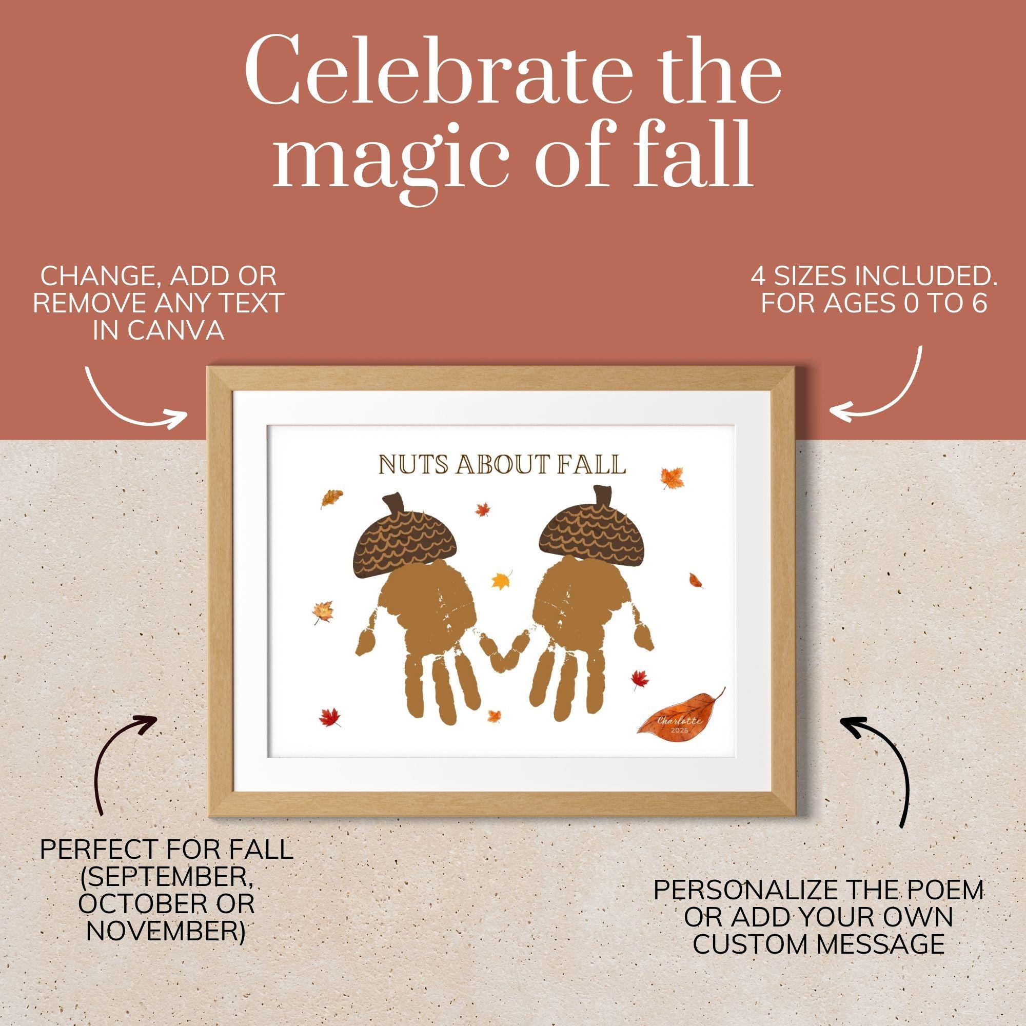 Acorn Handprint Craft for Kid Printable, Editable Nut About Fall Hand ...