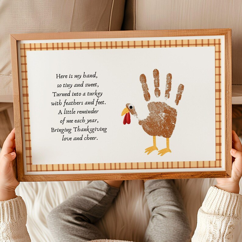Thanksgiving Handprint Placemat Printable, Turkey Handprint Poem, Fall ...