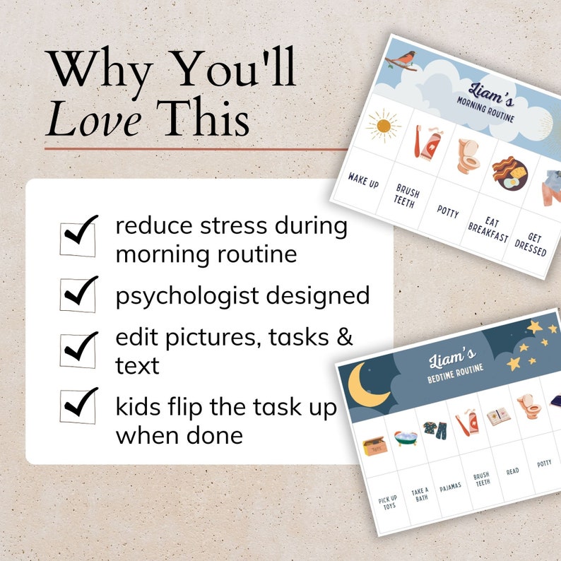 Morning and Bedtime Routine Chart Printable, Preschool Routine Flip ...