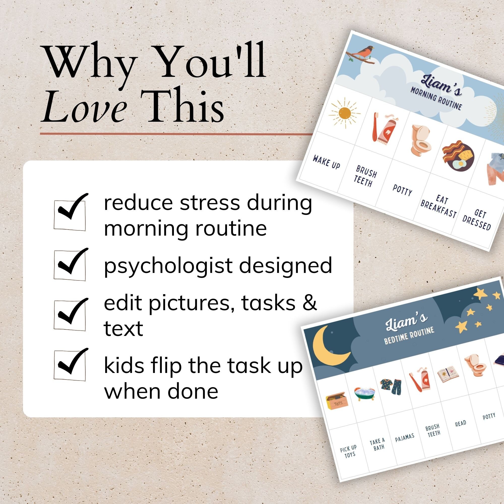 Morning and Bedtime Routine Chart Printable, Preschool Routine Flip ...