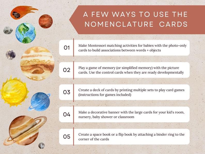 Montessori Solar System Flashcard for Toddler, 3 Part Card Printable ...
