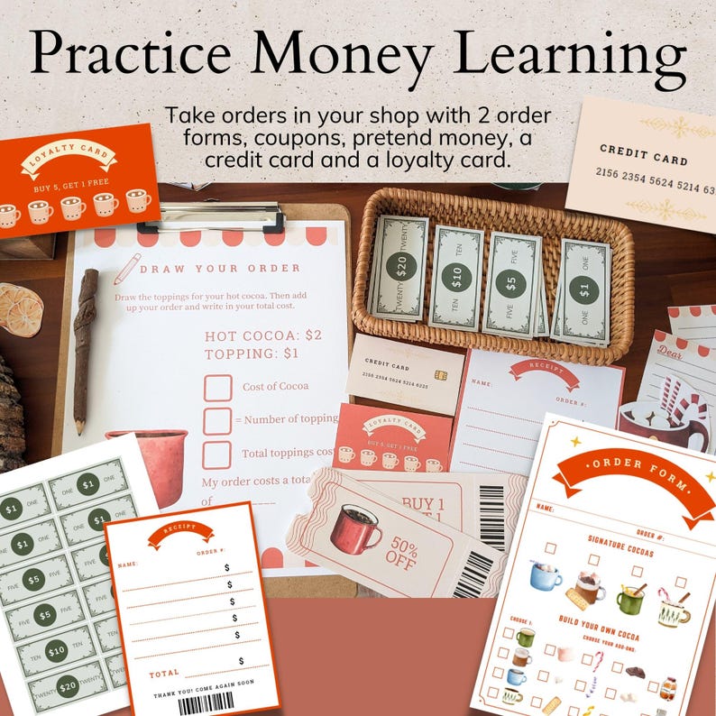 Coffee Shop Dramatic Play Printable, Pretend Play Gift Digital Download ...