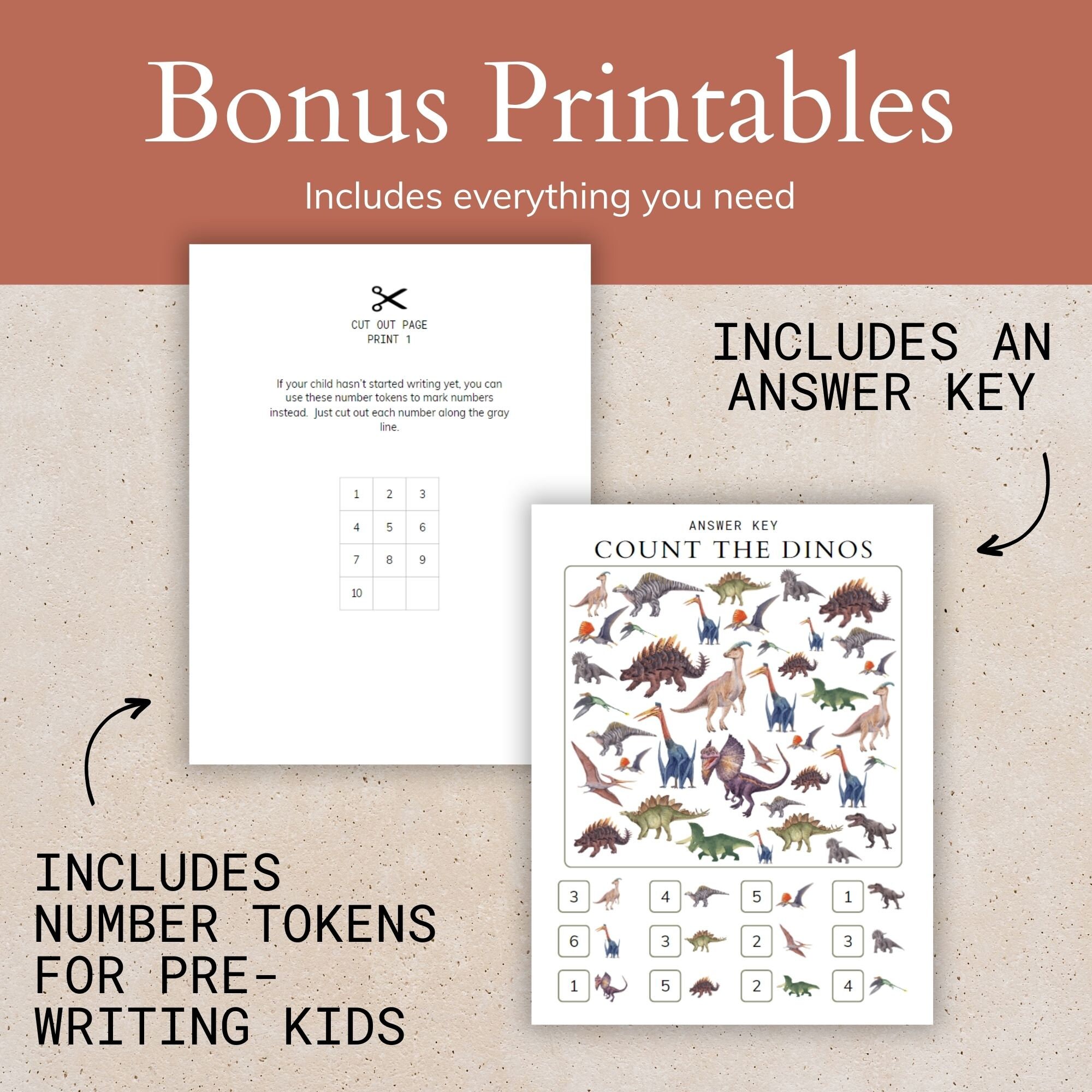 Dinosaur Counting Activity Printable, Kid I Spy Game, Dino Party Favor ...