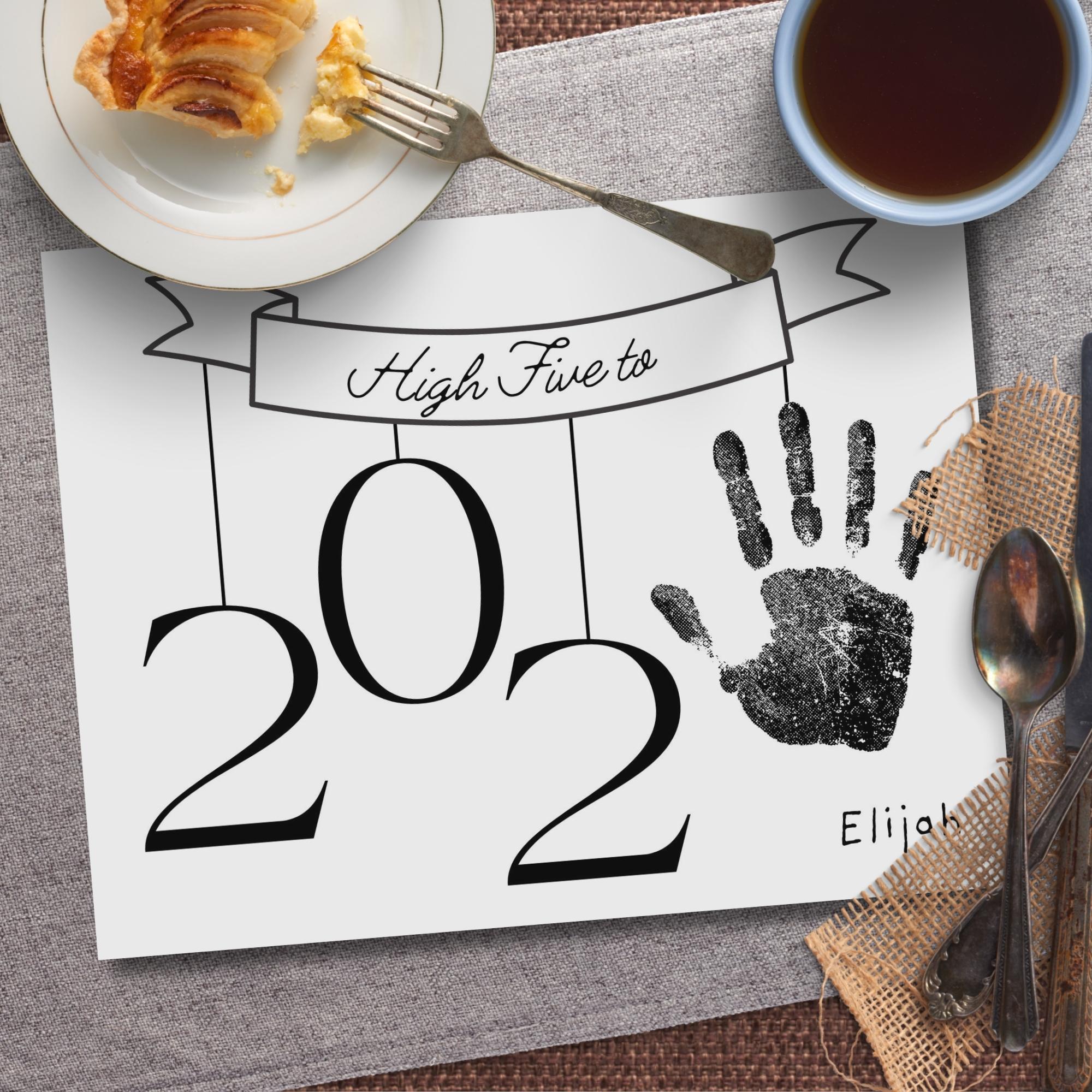 New Years Handprint Art Printable for Preschool, 2025 Handprint Craft ...