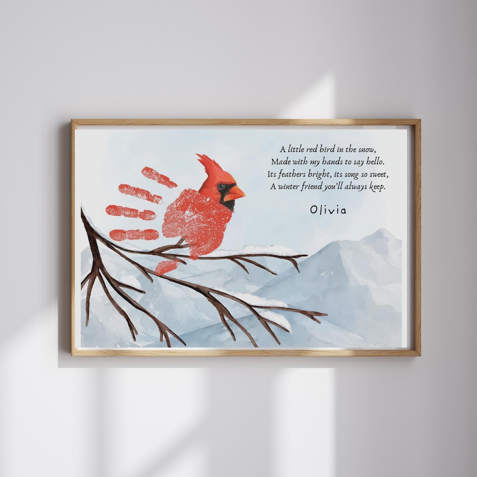 Cardinal Handprint Art Toddler, Hello Winter Handprint Craft Template ...