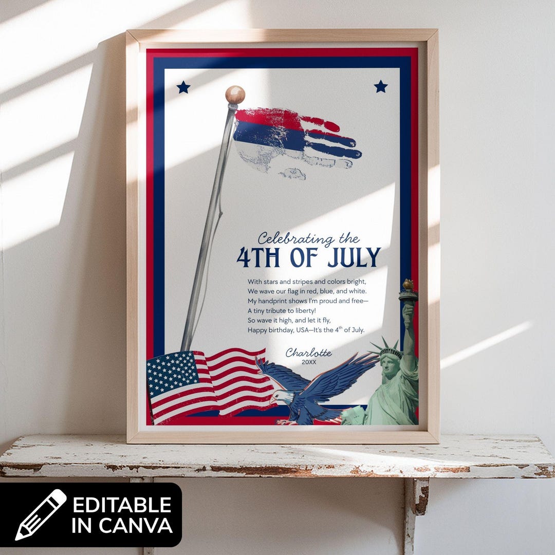 4th of July Handprint Craft Template, USA American Flag Handprint Poem ...
