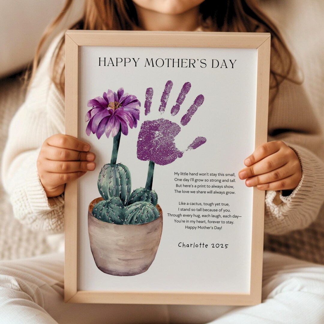 Mothers Day Handprint Poem, Cactus Mothers Day Craft, Mom Flower Hand ...