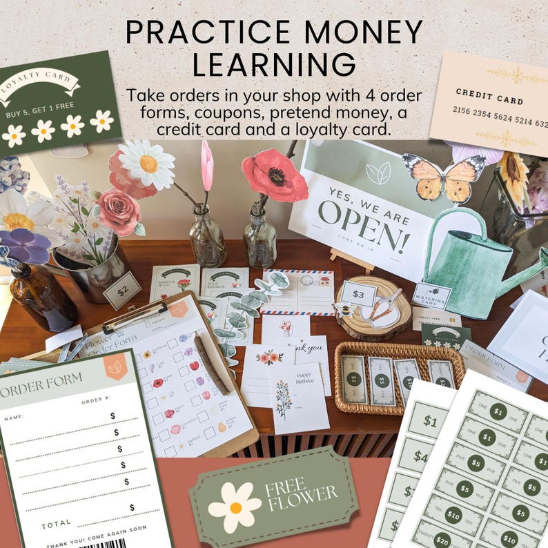 Flower Shop Dramatic Play Printable, Flower Market Pretend Play Gift ...