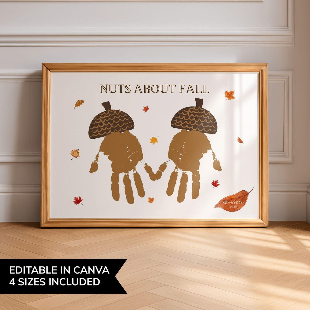 Acorn Handprint Craft for Kid Printable, Editable Nut About Fall Hand ...